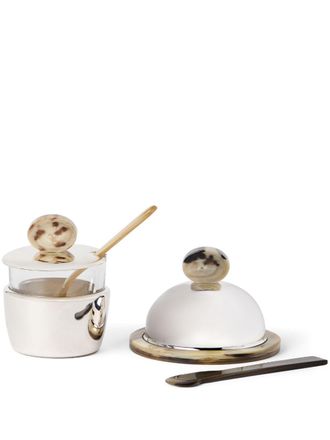 Brunello Cucinelli lot de deux pots à condiments miroités - Marron