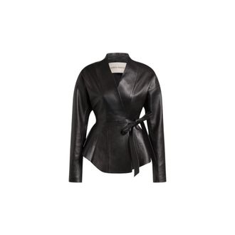 Alberta Ferretti Veste en cuir avec fermeture - Femme - Vestes - Noir - Taille: 40 FR