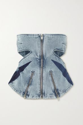 Dion Lee Haut Bustier En Jean &Agrave; D&eacute;coupes - Bleu