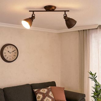 Globo Lighting Spot de plafond 2 flammes lampe de salon plafonnier couleur rouille plafonnier, m&eacute;tal, 2x E14, LxH 45 x 21 cm