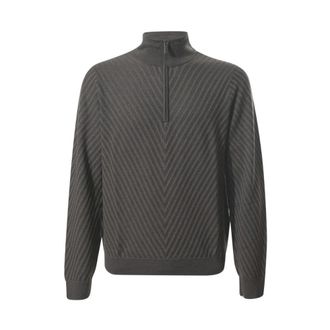 Emporio Armani Signature Capsule 1/4 Zip Pullover - - Knitwear - Herren - Braun - S
