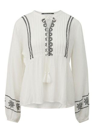 QS by s.Oliver Langarmbluse Bluse Bestickte Tunika