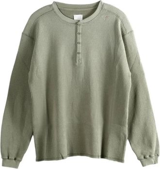 Roa Roa, Homme, Pulls, Vert, Taille: M Bee Sun Faded Waffle Serafino Long Sleeve