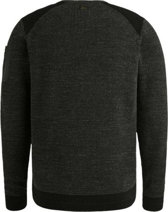 PME Legend Strickpullover SEASONAL schwarz,Basic,Baumwolle,Strukturiert,Rundhals,Lang,Regular Fit