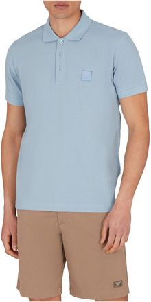 Emporio Armani Herren Satin Label Polo Beachwear Polohemd, Ashley Blue, Medium