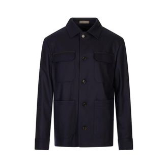 Corneliani Hemdjacke mit Kn&ouml;pfen und mehreren Taschen - - Jackets - Herren - Blau - XL