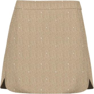 MC2 Saint Barth Femme, Jupes, Beige, Taille: 42 FR Herringbone Strass Skirt