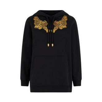 Roberto Cavalli Femme, Sweatshirts et sweats &agrave; capuche, Noir, Taille: 42 FR SweaT-shirt avec broderie tigre