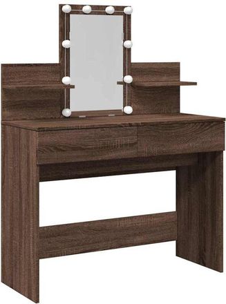 vidaXL Schminktisch mit led Braun Eichen-Optik 100x40x130 cm - Vidaxl