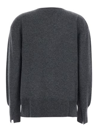 Semicouture Womens V-Neck Pullover Grey Cashmere Wool Tops Top
