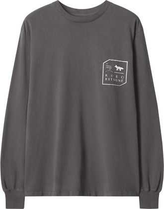 Maison Kitsun&eacute; X Kuro Long Sleeve Tee - Homme - Tops - Gris - Taille: M