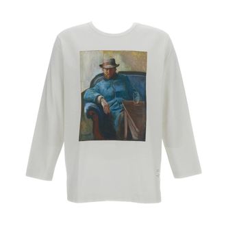 Junya Watanabe Munch Bedrucktes Langarmshirt - - Tops - Herren - Wei&szlig; - S