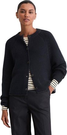 Marc O'Polo Cardigan Gerippter Rundhals, Ripp-Strick, normale Passform, Rollkante am Saum