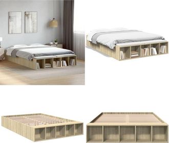 vidaXL Cadre de lit sans matelas chêne sonoma 120x190 cm - Cadre De Lit - Lit Double - Lit Design - Lit Moderne - Lit Coffre - Home & Living