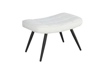 Byliving Hocker UTA/Boucl&eacute; Off White/wei&szlig;/Gestell schwarz pulverbeschichtet/Fu&szlig;-Ablage/Sitzhocker/B 60, H 39, T 41 cm
