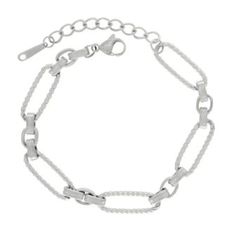 Dansk Copenhagen Femme, Accessoires, Gris, Taille: ONE Size Bracelet ovale en acier inoxydable à maillons ondulés