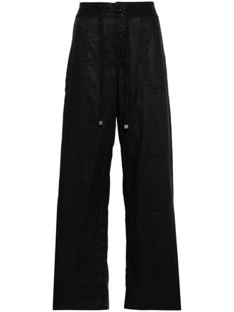 Lauren Ralph Lauren pantalon en lin &agrave; lien de resserrage - Noir