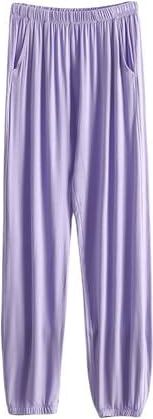 Generic Pantalon à porter à la maison pour femme, pantalon de pyjama en modal pour femme, pantalon de pyjama léger, pantalon long doux et décontracté, pantalo