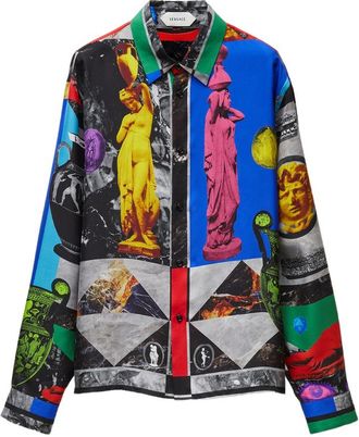 Versace Printed Silk Twill Regular Shirt