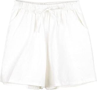 ORANDESIGNE Short Femme Mode Short Large Été Pantalons Court Casual Short en Coton et Lin Taille Élastiqué Couleur Unie Plage Short Home Shorts Taille Haute Short