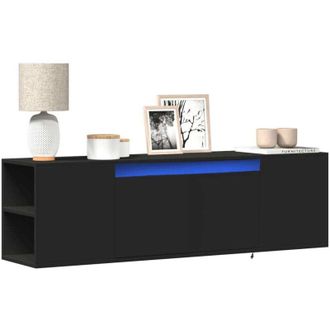 vidaXL Vidaxl - Meuble tv mural avec lumi&egrave;res led noir 135x31x39,5 cm