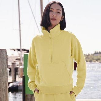 Lands End Sweatshirt SERIOUS SWEATS mit Rei&szlig;verschluss, Damen, Gr&ouml;&szlig;e:44-46 regular, Gelb, Baumwoll-Mischung/Polyester-Mischung, by Lands End