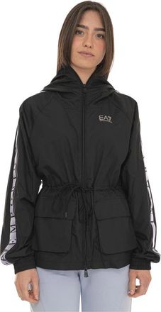 Emporio Armani Emporio Armani Ea7, Femme, Vestes, Noir, Taille: 38 FR Veste Harrington &agrave; Capuche