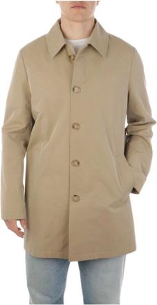 Aquascutum Homme, Manteaux, Beige, Taille: 4XL Veste Imperméable en Coton avec Détails à Carreaux