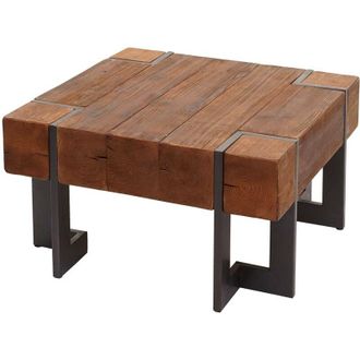 Hhg Couchtisch HHG 887, Wohnzimmertisch, Tanne Holz rustikal massiv MVG-zertifiziert braun 70x70cm