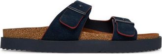 Tommy Hilfiger Pantoletten Cork Adjustable Suede Sandal FM0FM05869 Dunkelblau