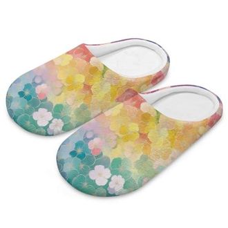 Coloranimal Chaussons de spa pour invit&eacute;s - Jetables et r&eacute;utilisables - Antid&eacute;rapants - Bout ferm&eacute;, Fleurs de cerisier aquarelle arc-en-ciel, 38.5/39.5 EU
