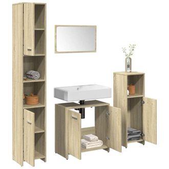 vidaXL Vidaxl - Ensemble de meubles de salle de bain 4 pcs ch&ecirc;ne sonoma