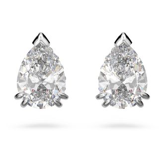 Swarovski Stilla Ohrstecker, Tropfenschliff, Weiß, Rhodiniert
