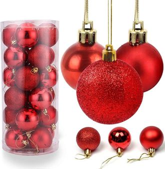 FOMIYES Weihnachtskugeln, 24 St&uuml;ck, 6 cm, bruchsichere Weihnachtskugel-Ornamente, saisonale H&auml;ngedekorationen f&uuml;r den Weihnachtsbaum, rote Weihnachtskugel f&uuml;r