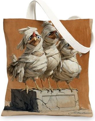 Generic Sacs fourre-tout fantaisistes en toile, motif poule amusant, sacs dépicerie réutilisables, légers et lavables avec bandoulière pour salle de sport, vo