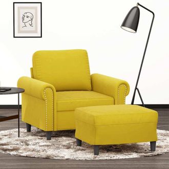 vidaXL Sessel mit Hocker Gelb 60 cm Samt Vidaxl