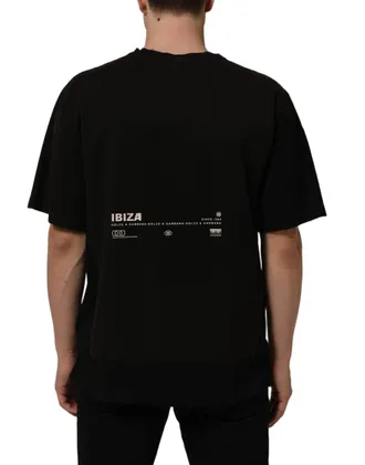 Dolce & Gabbana Black Tropical Ibiza Men Crew Neck T-Shirt Cotton