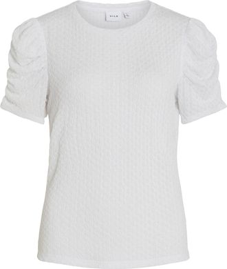 Vila Damen Vianine S/S Puff Sleeve Top - Noos, Bright White, M