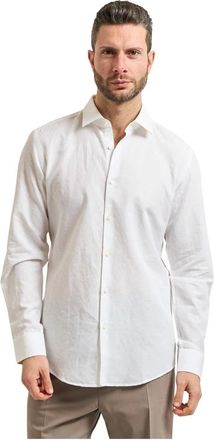 HUGO BOSS Homme, Chemises, Blanc, Taille: 2XL Chemise &agrave; Manches Longues en Lin M&eacute;lang&eacute;