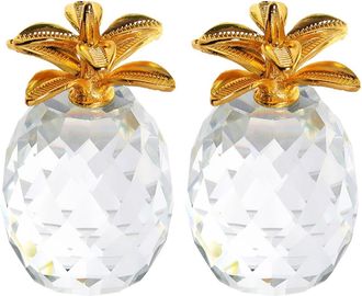 Garneck 2 St&uuml;ck Kristall Ananas Figur Dekoration aus Robustem Glas Transparent mit Goldfarbenen Bl&auml;ttern Moderne Tisch Dekoration f&uuml;r Wohnzimmer und Esszimmer