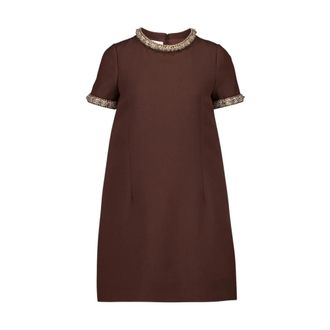Valentino Garavani Braunes Besticktes Crepe Couture Kurzes Kleid - - Dresses - Damen - Braun - XS