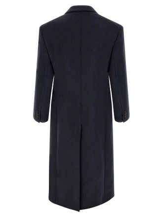 Saint Laurent Double-Breasted Wool Coat - Navy
