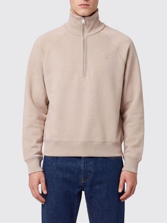 Ami Sweatshirt aus reiner Baumwolle mit Stehkragen und halbem Rei&szlig;verschluss