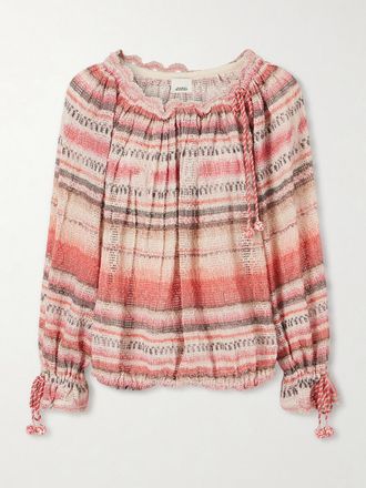 Isabel Marant Nalyna Striped Crocheted Cotton-blend Sweater - Pink
