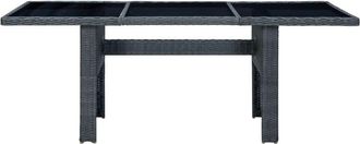 vidaXL Vidaxl - Table de jardin Gris fonc&eacute; R&eacute;sine tress&eacute;e et verre tremp&eacute;