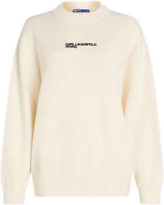 Karl Lagerfeld Karl Lagerfeld Jeans, Pull En Maille Avec Logo Pour Femme, Coupe Décontractée, Blanc, L
