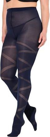 Ulla Popken Collants à rayures pour femme - Grandes tailles, bleu nuit, 58-60
