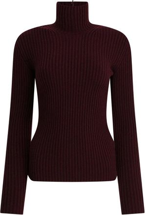 Max Mara Femme, Pulls, Rouge, Taille: 42 FR Pull col roulé côtelé en laine et cachemire
