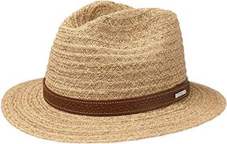 Stetson Chapeau de Raphia Barnell Traveller Homme - en Paille DEte Soleil avec Bandeau Cuir Ete Printemps-ete - XXL (62-63 cm) Nature