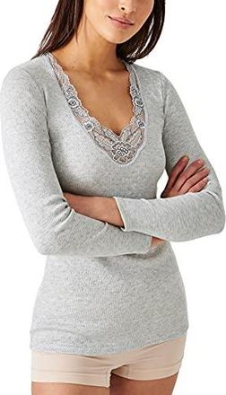 Damart T-Shirt Manches Longues Maille ajourée Thermolactyl Femme Gris Taille 34-36 (XS)